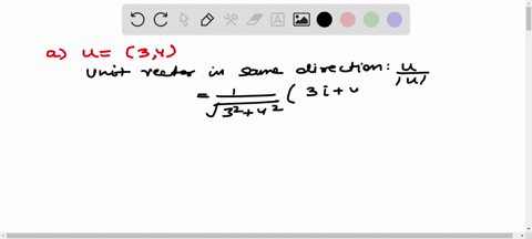 SOLVED:Find the unit vector in the same direction as 𝐮 in each of the ...