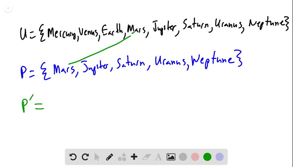 SOLVED:Universal set U={ planets in Earth's solar system } and set P ...