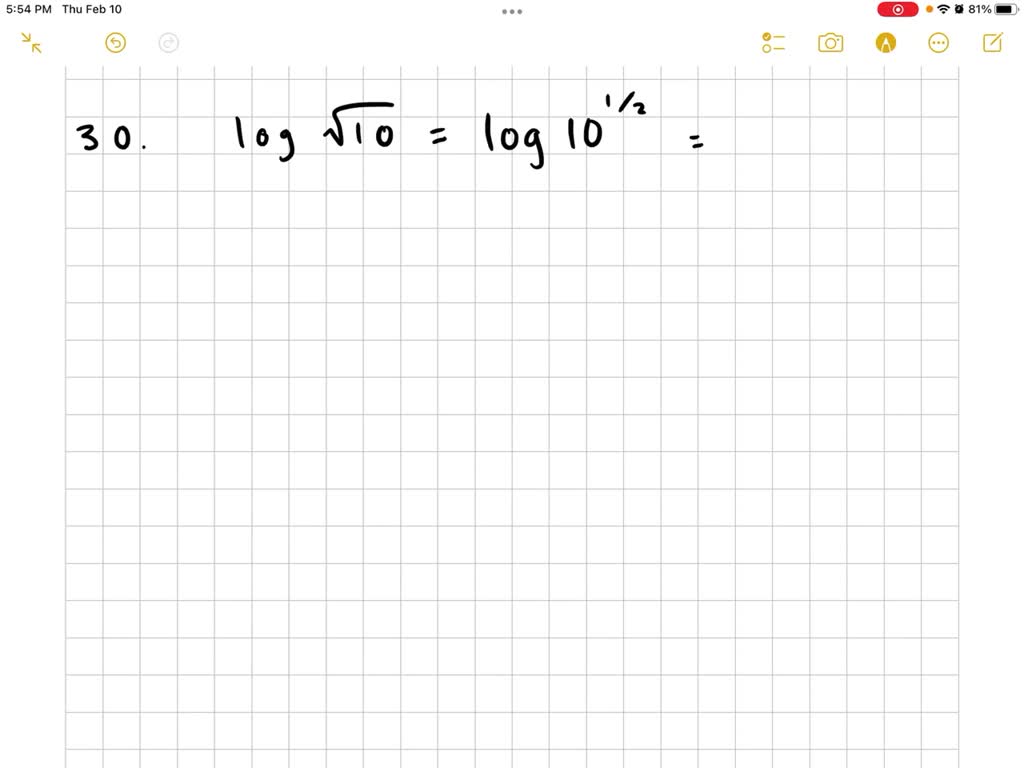 SOLVED:Find the exact value of each logarithm. log√(10)