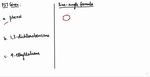 SOLVED:Draw the line-angle formula for each of the following compounds: a. phenol b. 1,3 ...