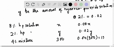SOLVED:Solve using the five-step method. How many milliliters of an 8 % hydrogen peroxide ...