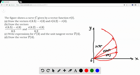 SOLVED:The figure shows a curve C given by a vector function r(t) . (a) Draw the vectors r(4.5 ...