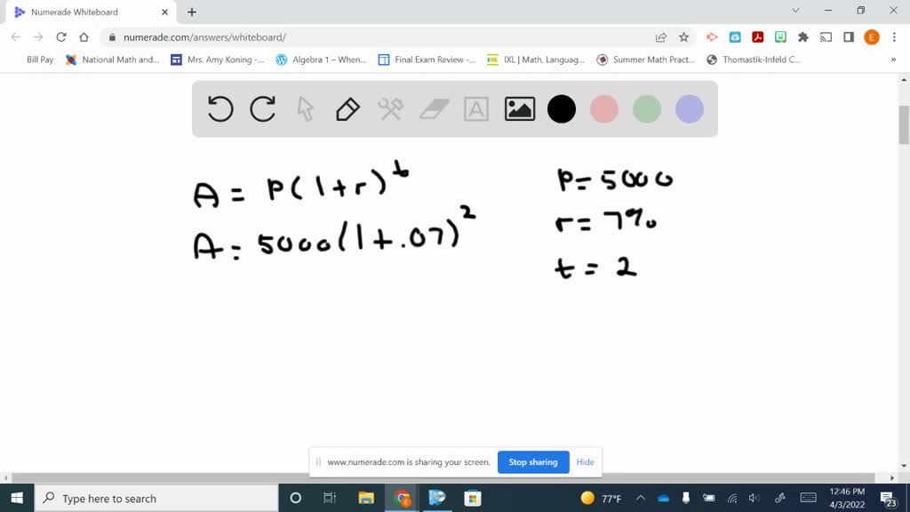 ⏩SOLVED:Use the formula A=P(1+r)^t. Find the amount in an account… | Numerade