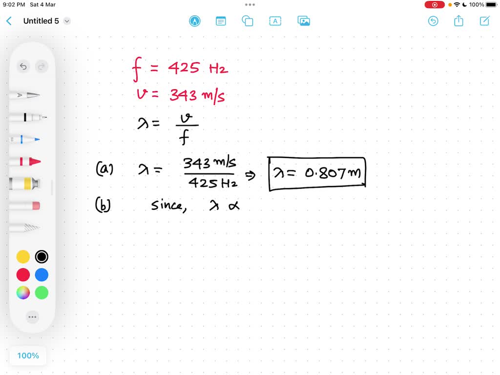 SOLVED:Think & Calculate A sound wave in air has a frequency of 425 Hz. (a) What is its ...