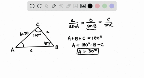 SOLVED:Use the Law of Cosines to solve the triangle. Round your answers ...