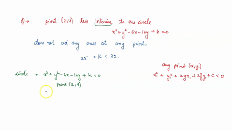 ⏩SOLVED:Assertion: If the point (2,4) is interior to the circle x^2… | Numerade