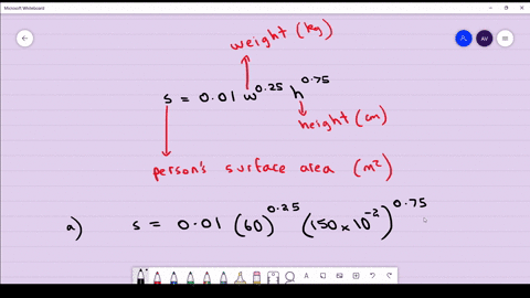 SOLVED:The Dubois formula relates a person's surface area, s, in meters ...