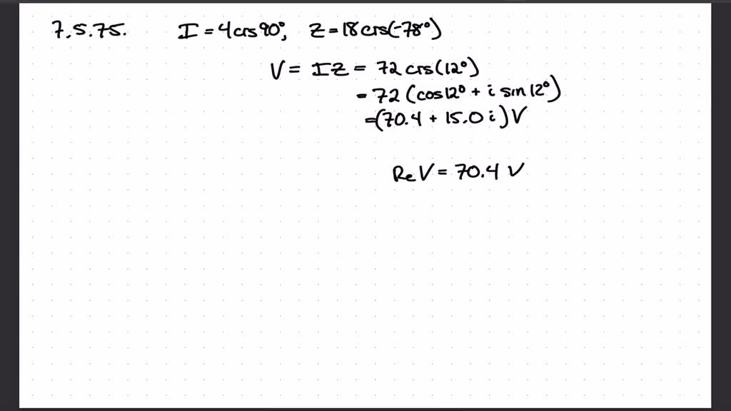 SOLVED:The real part of V represents the actual voltage delivered to an ...