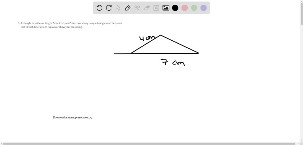 SOLVED:A triangle has sides of length 7 cm, 4 cm, and 5 cm. How many ...