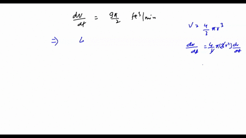 SOLVED:A spherical balloon is being inflated at a rate of (9)/(2) πft^3 ...