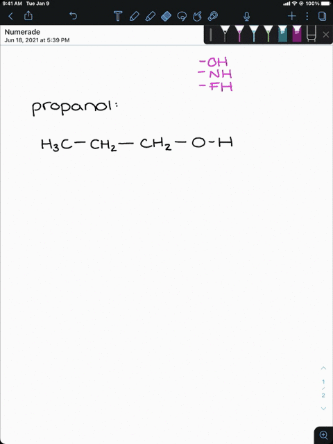 SOLVED:Describe the formation of hydrogen bonds in propanol, CH3 CH2 ...
