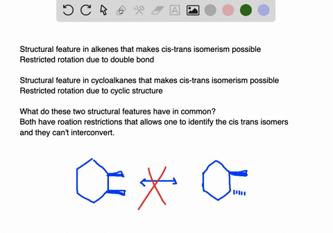 SOLVED:What structural feature in alkenes makes cis-trans isomerism in ...