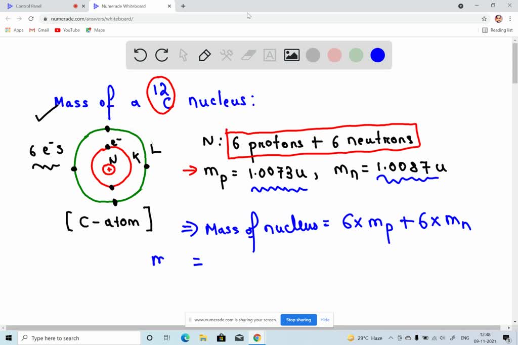 Find the mass of a ^12 C nucleus in u correct to five significant ...