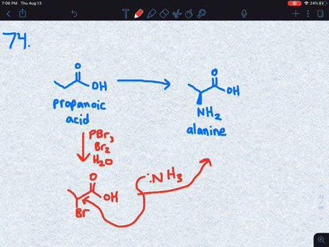 SOLVED:a. Show how the amino acid alanine can be synthesized from propanoic acid. (The ...