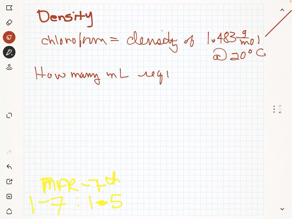 SOLVED:Chloroform, a substance once used as an anesthetic, has a ...