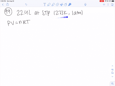 SOLVED:Use the ideal gas law to show that the molar volume of a gas at STP is 22.4 L.