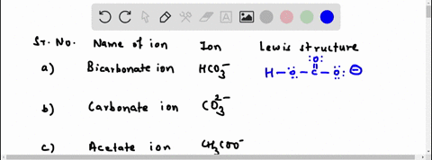 SOLVED:Write Lewis structures for these ions. (a) HCO3^- (b) CO3^2- Bicarbonate ion Carbonate ...