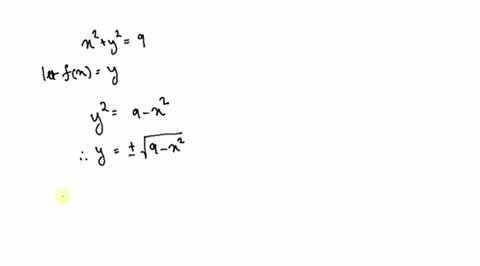 SOLVED:Find a function whose graph is the given curve. The top half of the circle x^2+y^2=9