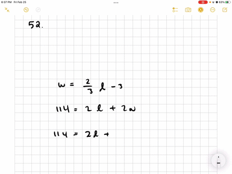 SOLVED:Suppose that the width of a rectangle is 3 centimeters less than ...