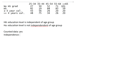 SOLVED:Education by age Use the survey results in the table to ...