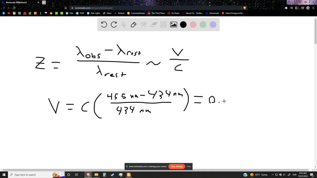 SOLVED: (II) A galaxy is moving away from Earth. The "blue" hydrogen ...