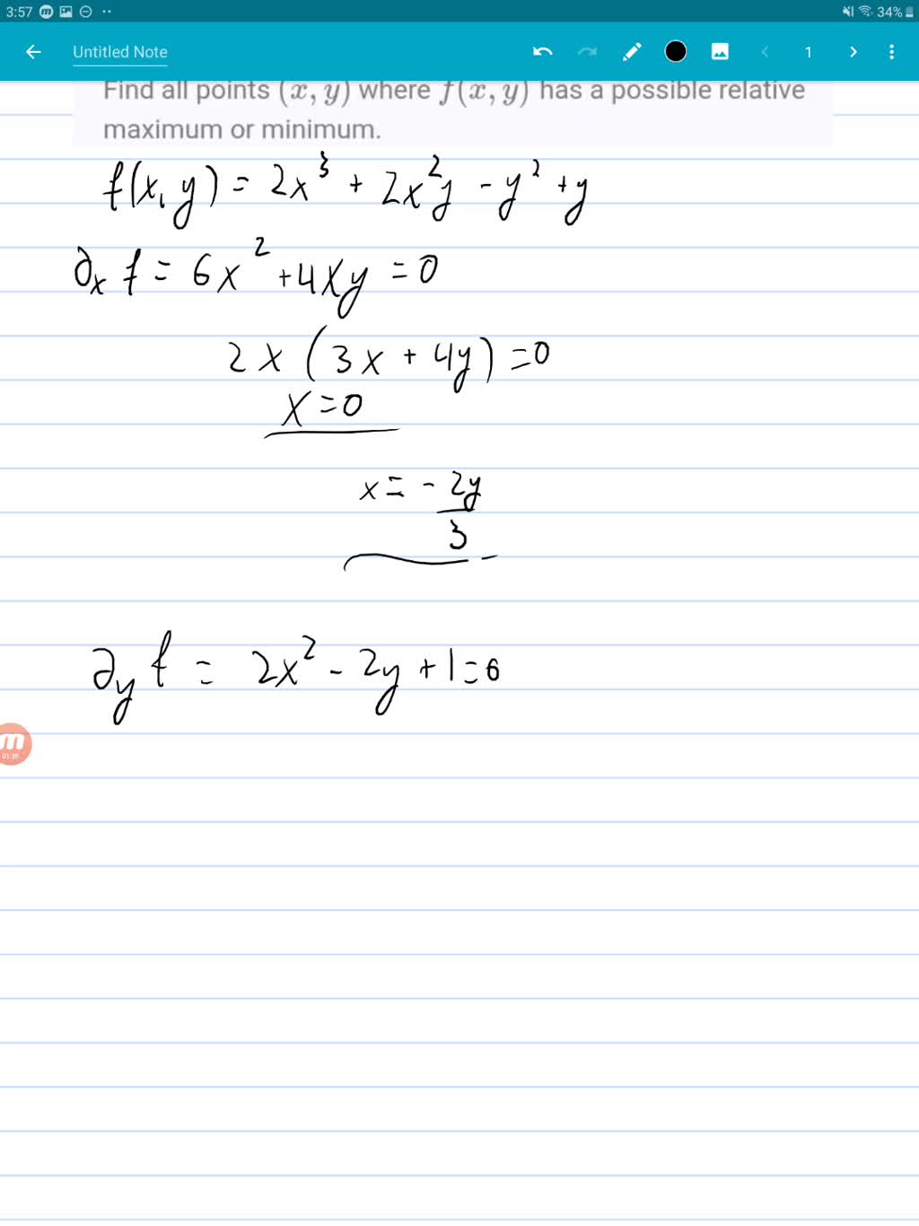 SOLVED Find All Local Maximum And Minimum Points x Y By The Method 