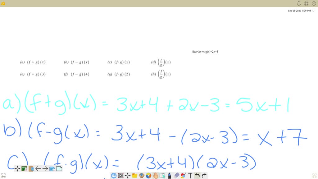 ⏩SOLVED:In Problems 71-80, for the given functions fand g, find the ...