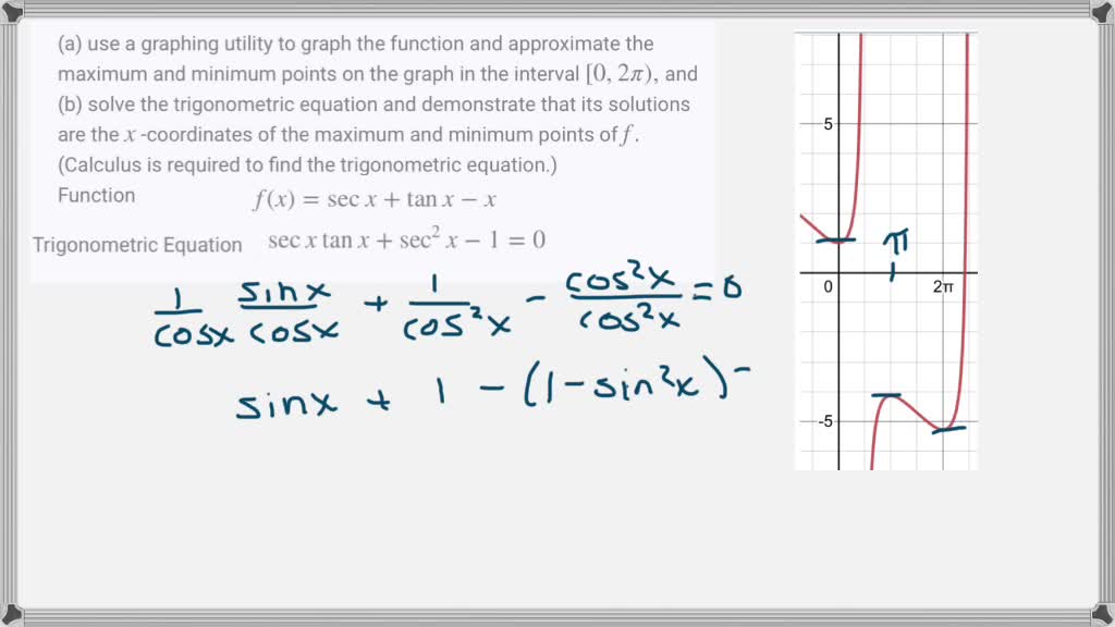 SOLVED:(a) use a graphing utility to graph the function and approximate the maximum and minimum ...