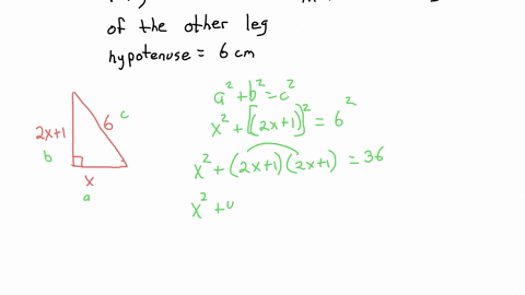 SOLVED:The length of one leg of a right triangle is 1 cm more than ...