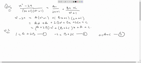 SOLVED: Determine the following: ∫0^1 (x^2-2 x)/((2 x+1)(x^2+1)) d x