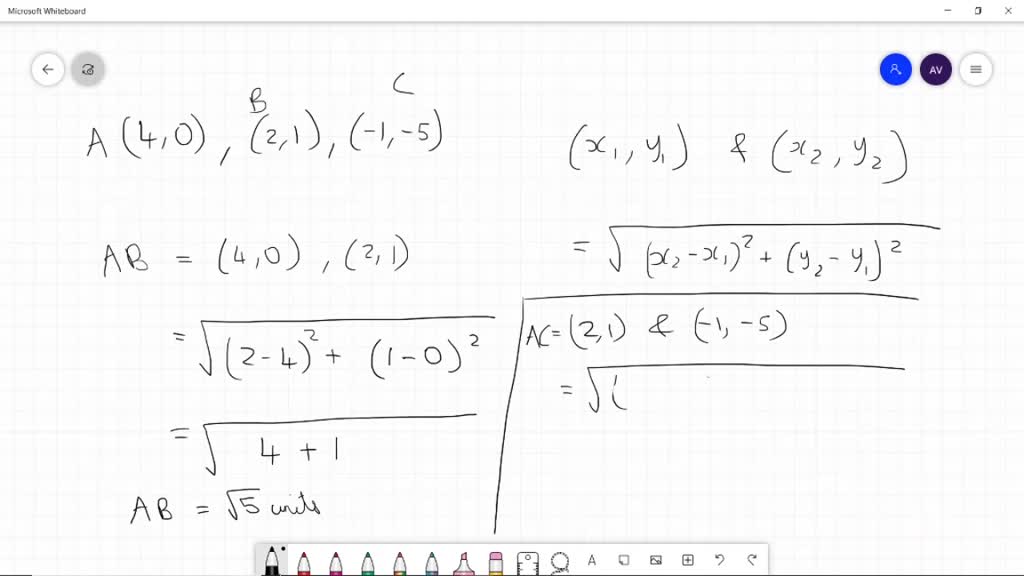 SOLVED:Show that the points form the vertices of the polygon. Right triangle: (4,0),(2,1),(-1,-5)