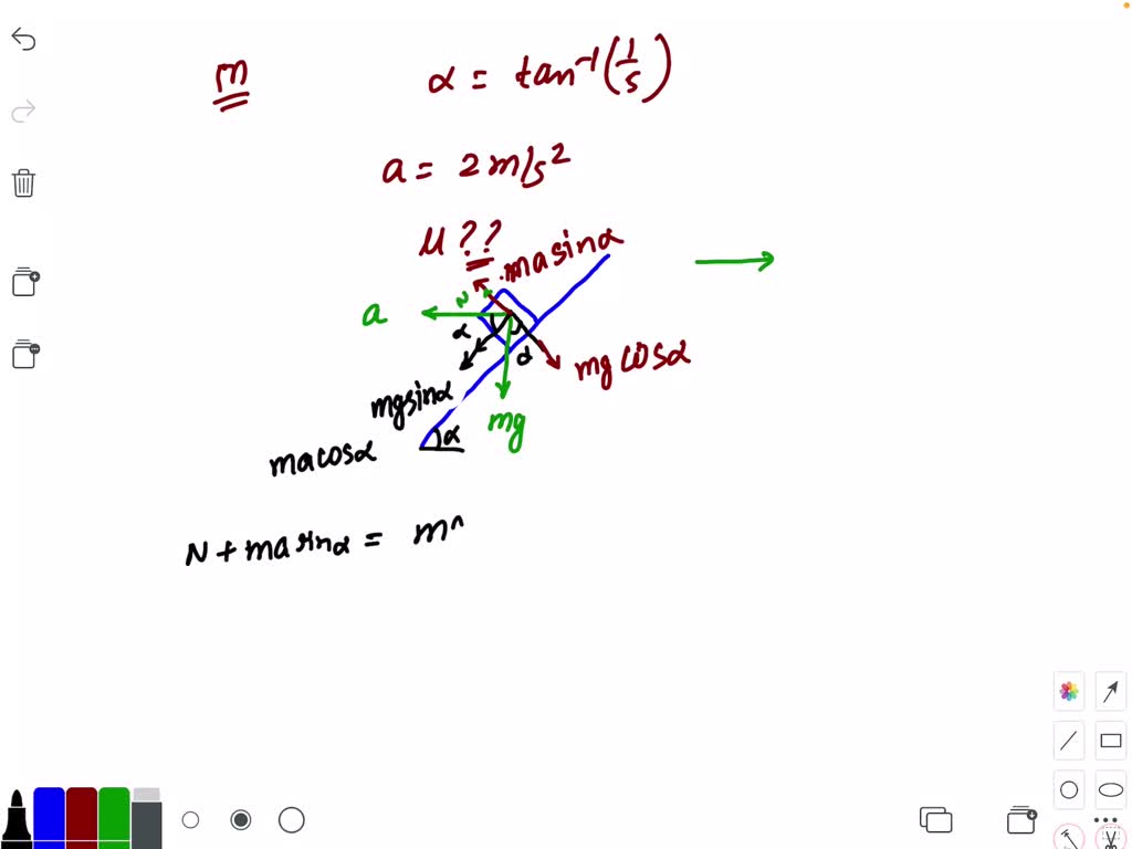 A block of mass m is lying on a wedge having inclination angle α=tan^-1 ...