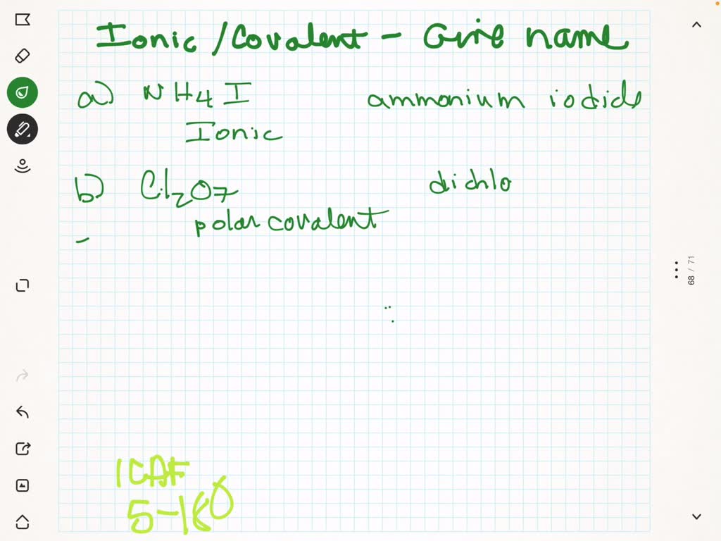 SOLVED:Identify each of the following compounds as ionic, covalent, or both. Give the correct ...