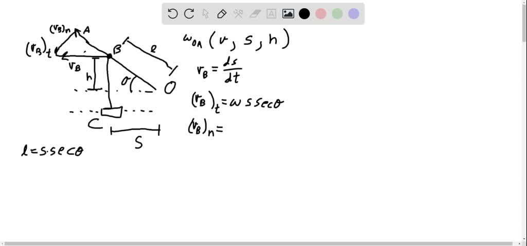 The collar C moves to the left on the fixed guide with speed v ...