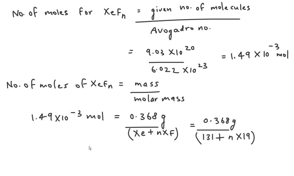 A given sample of a xenon fluoride compound contains molecules of the ...