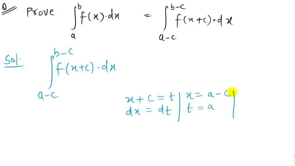 SOLVED:A basic property of definite integrals is their invariance under ...