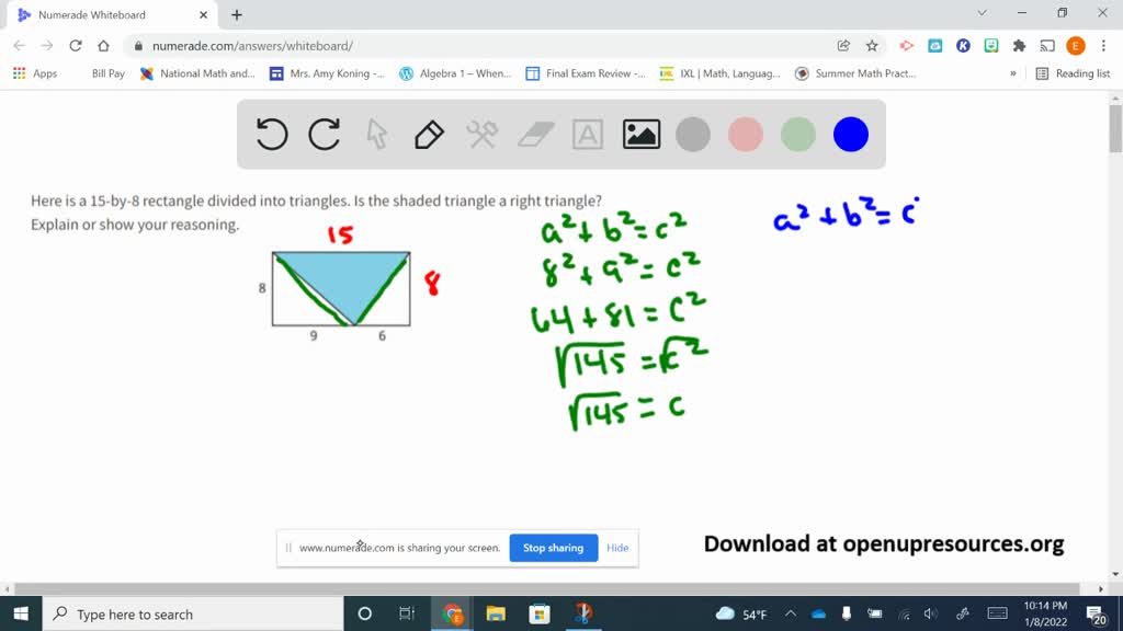 SOLVED:Here is a 15-by-8 rectangle divided into triangles. Is the ...