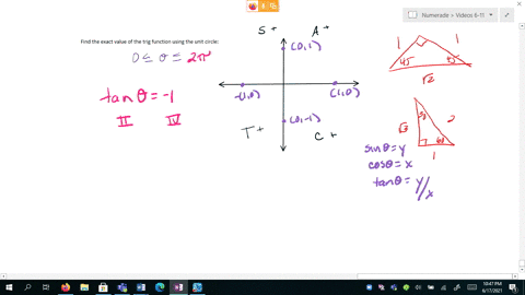 SOLVED:Use the unit circle to find all of the exact values of θthat ...