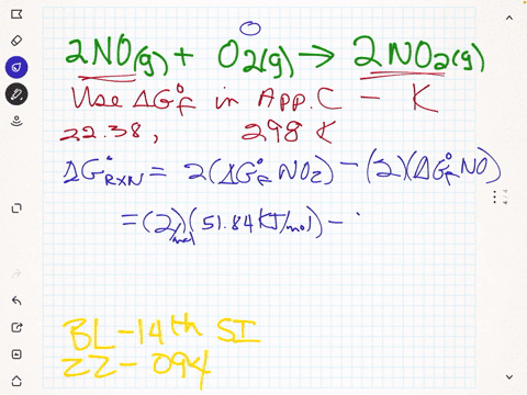 SOLVED:Using ΔGf^∘ for NO and NO2, from Appendix C, calculate the equilibrium constant for the ...