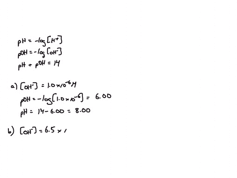 ⏩SOLVED:Calculate the pH and pOH of aqueous solutions with the… | Numerade