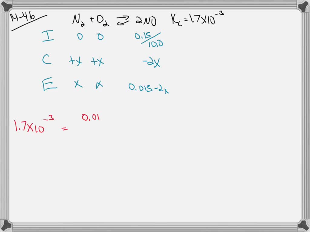 SOLVED:Consider the equilibrium N2( g)+O2( g) ⇌2 NO(g) At 2300 K the ...