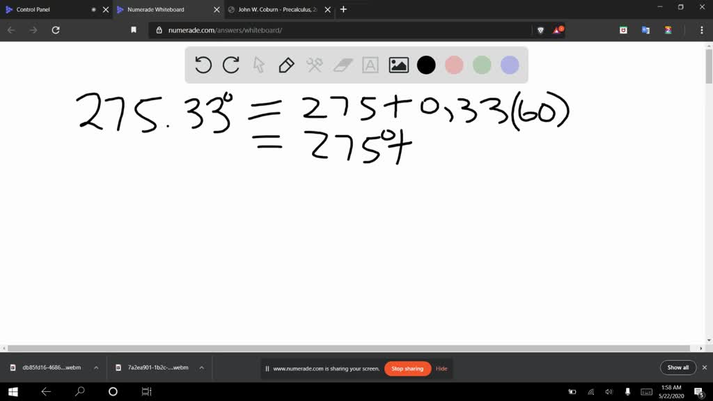 SOLVED:Convert the angles from decimal degrees to DMS (degree/minute/sec) notation. 275.33^∘