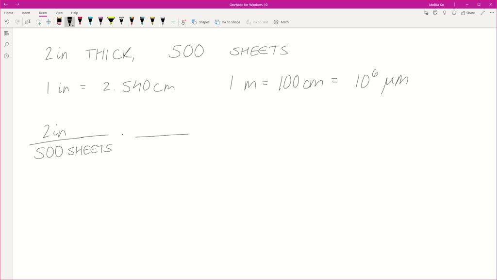 SOLVED A Stack Of Printer Paper Is 2 Inches Thick And Contains 500 