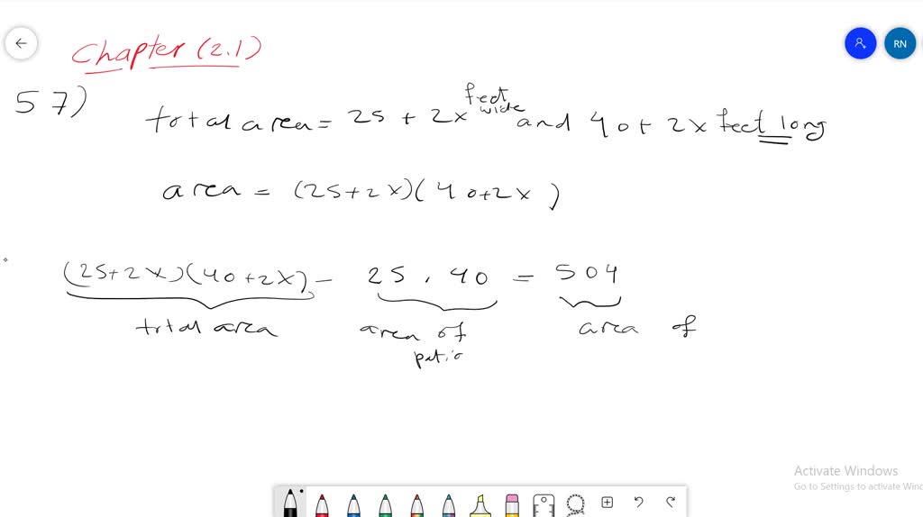 SOLVED: Using Algebra in Landseape Design Julie Stone designed a ...