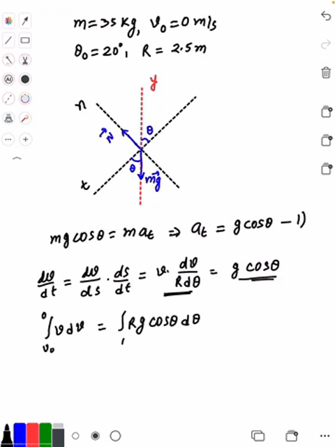 Beginning from rest when θ=20^∘, a 35 -kg child slides with negligible friction down the sliding ...