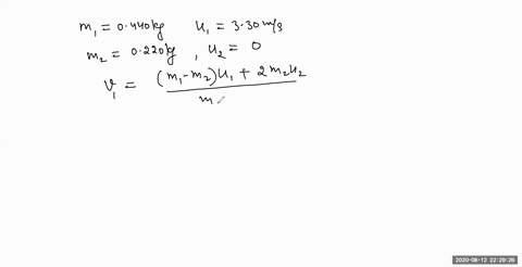 SOLVED: (II) A ball of mass 0.440 kg moving east (+x direction) with a speed of 3.30 m / s ...