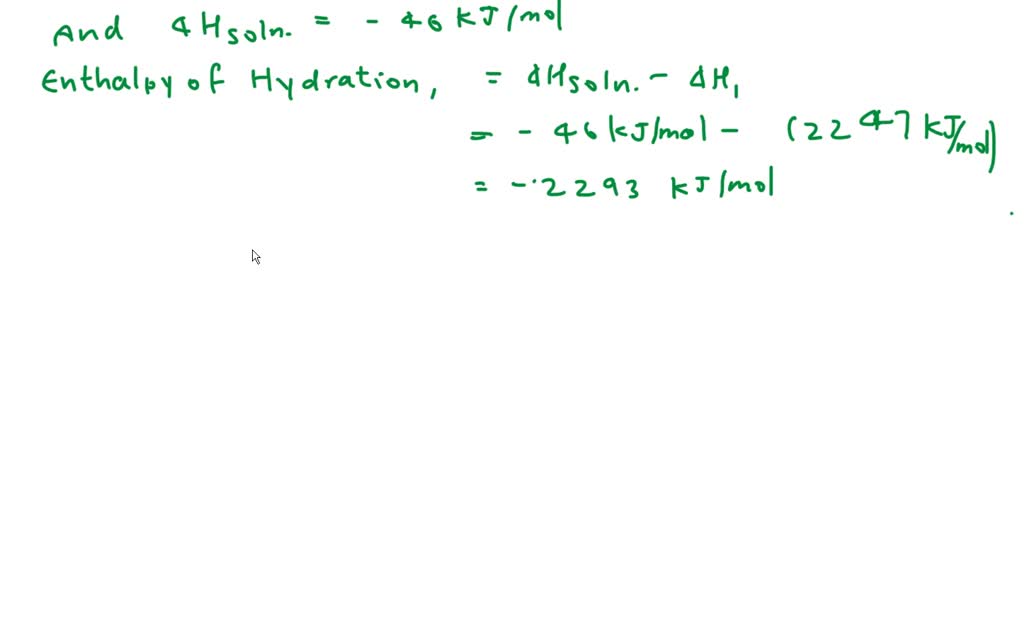 SOLVED:a. Use the following data to calculate the enthalpy of hydration ...