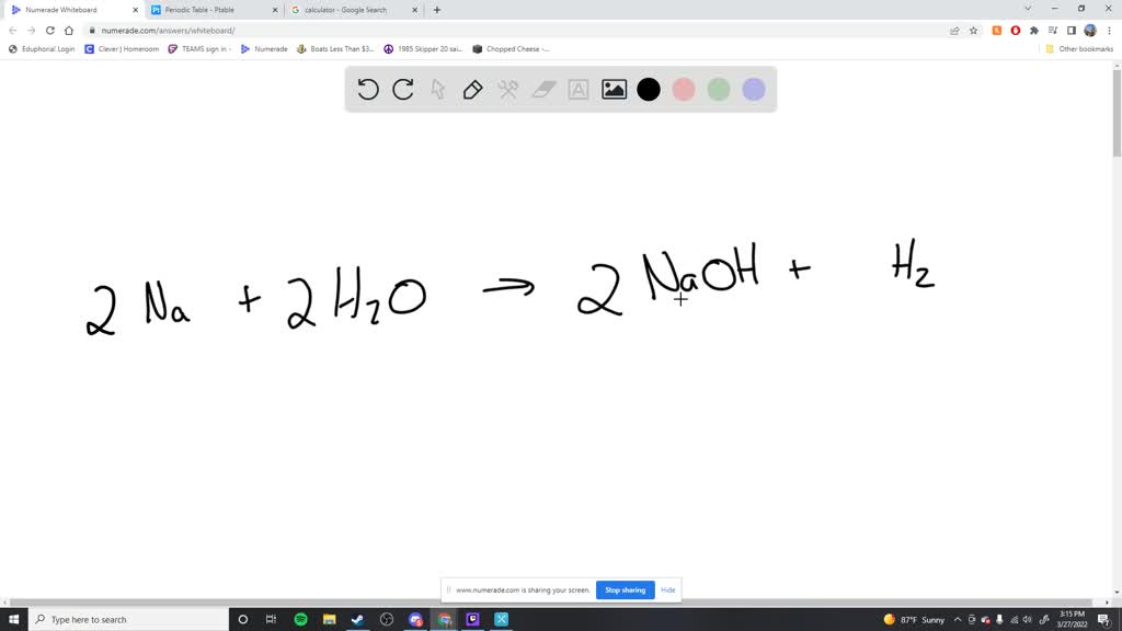 SOLVED:Sodium metal reacts with water to form aqueous sodium hydroxide and hydrogen gas. (a ...