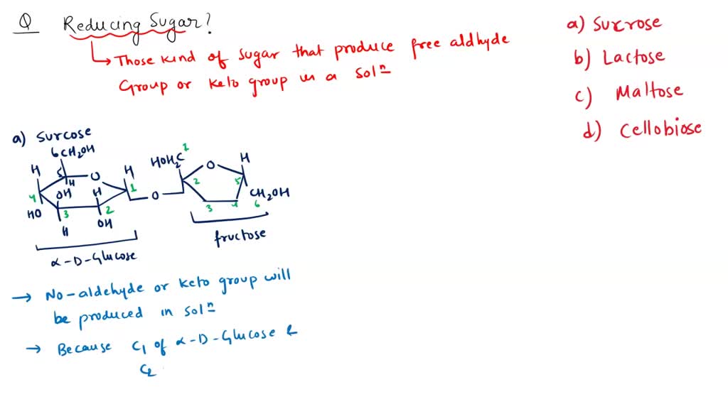 SOLVED:Out of the following reducing sugars are? (1) Sucrose (2 ...