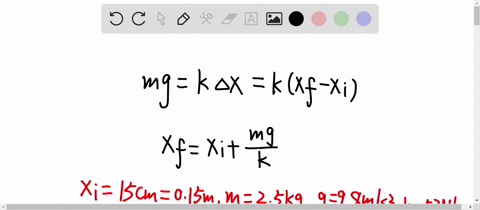 SOLVED: (II) A spring with k=53 N / m hangs vertically next to a ruler ...